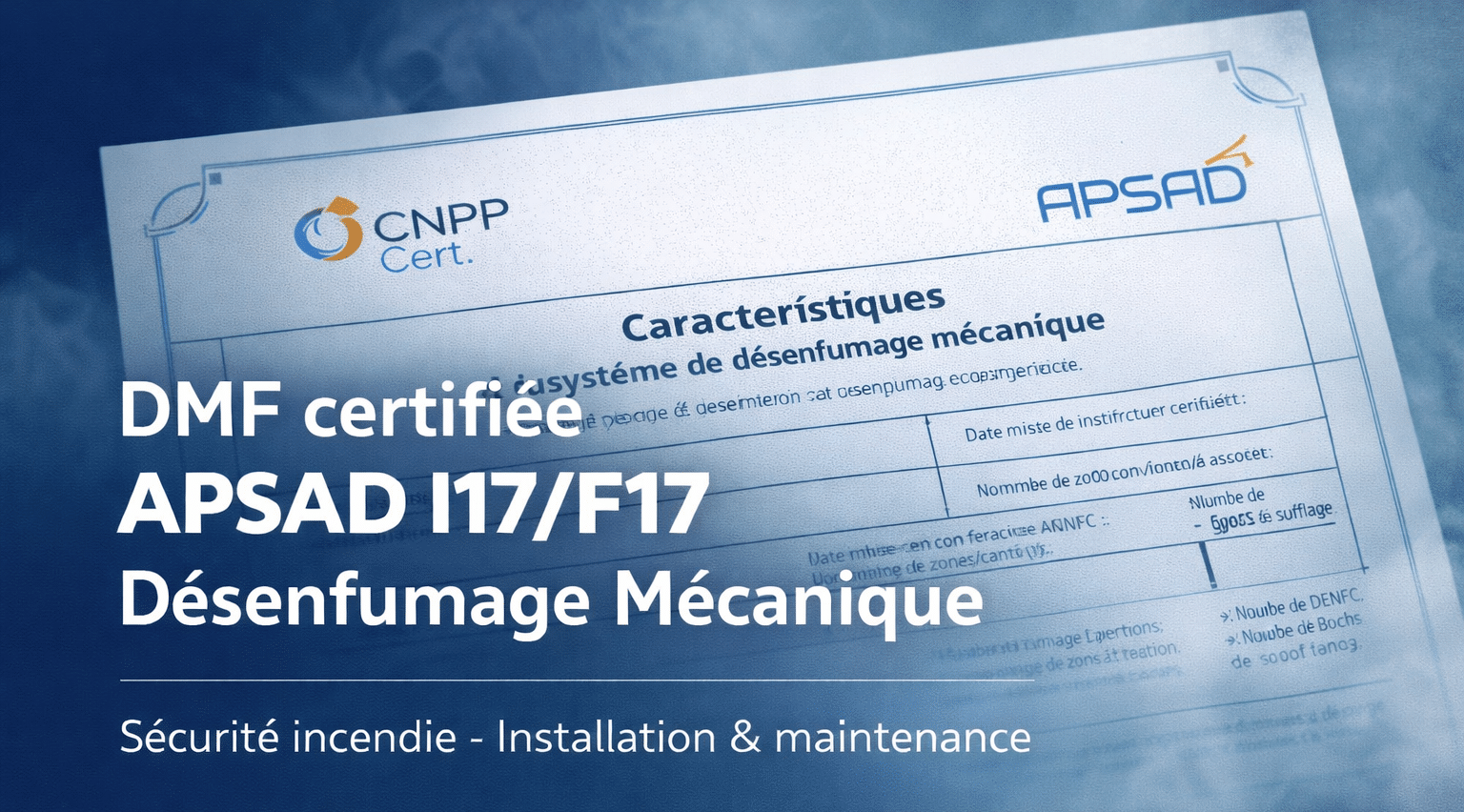 APSAD I17/F17 : DMF certifiée pour le désenfumage mécanique